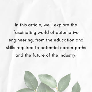 The Roadmap to a Thriving Automotive Engineering Career - Bicark.com