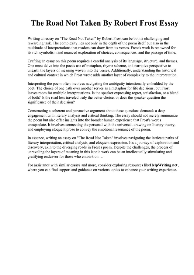 The Road Not Taken By Robert Frost Essay.pdf