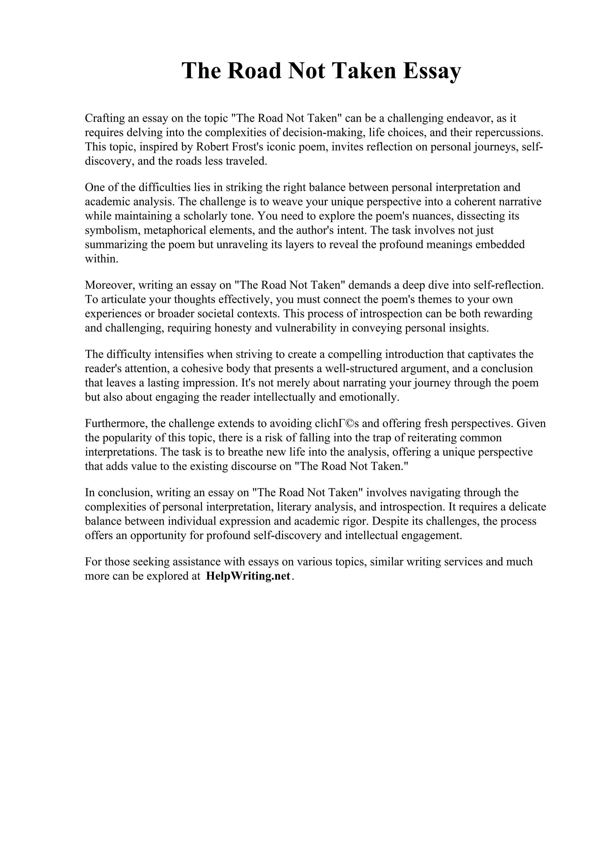 The Road Not Taken Essay.pdf