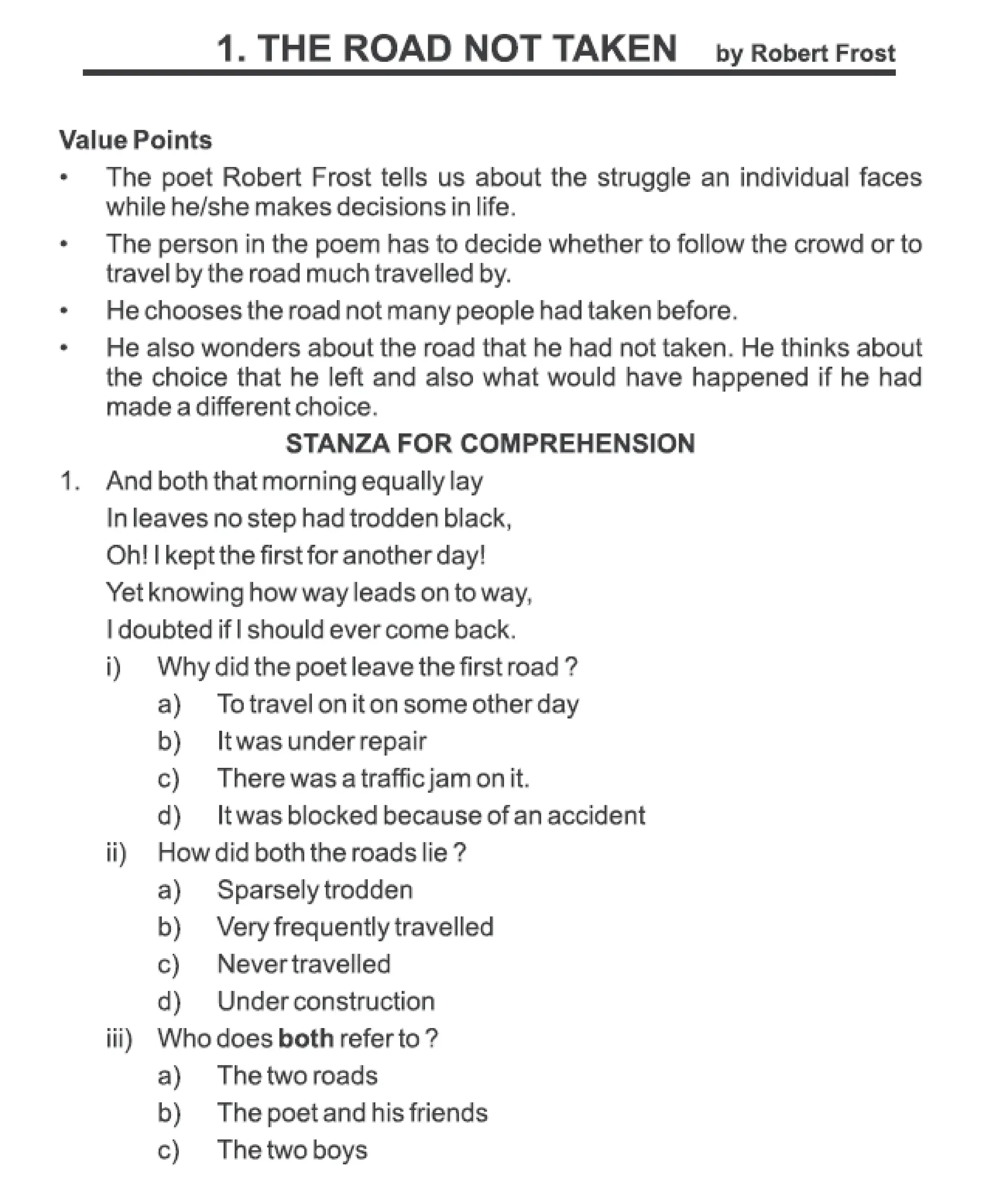 The Road Not Taken Lesson Summary & STANZA FOR COMPREHENSION.pdf