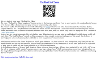 The Road Not Taken Response | PDF