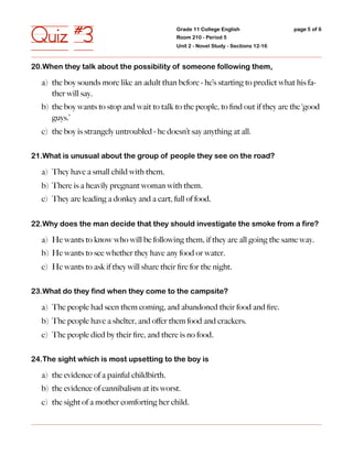 Cormac McCarthy's The Road quiz #3 | PDF | Pregnancy | Reproductive Health