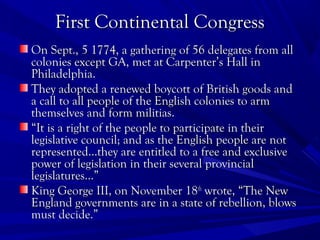 Sections 1 & 2: The Road to Independence | PPT