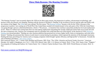 The Roaring Twenties Essay | PPT