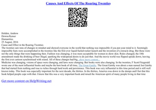 The Roaring Twenties Essay | PPT
