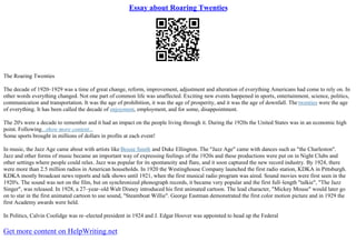The Roaring Twenties Essay | PPT