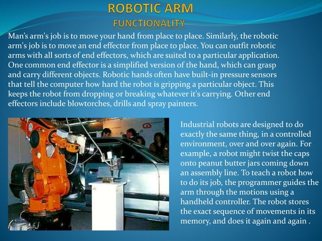 The robotic arm | PPTX | Robotics | Technology & Computing