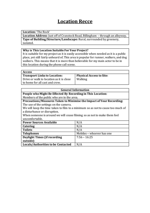 Location Recce 5 | DOCX