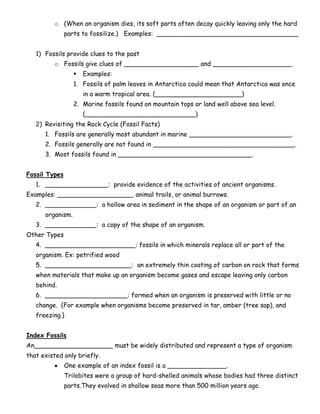 The rock and fossil record cloze notes | DOCX | Geology | Science