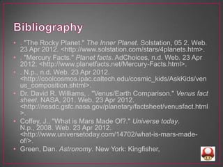 The rocky inner planets, by | PPTX