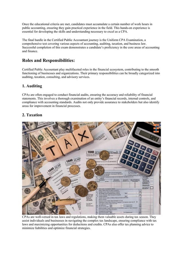 The Role and Importance of Certified Public Accountant (CPA) | PDF