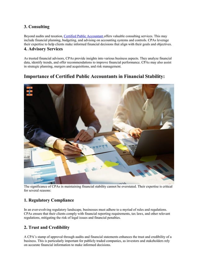 The Role and Importance of Certified Public Accountant (CPA) | PDF