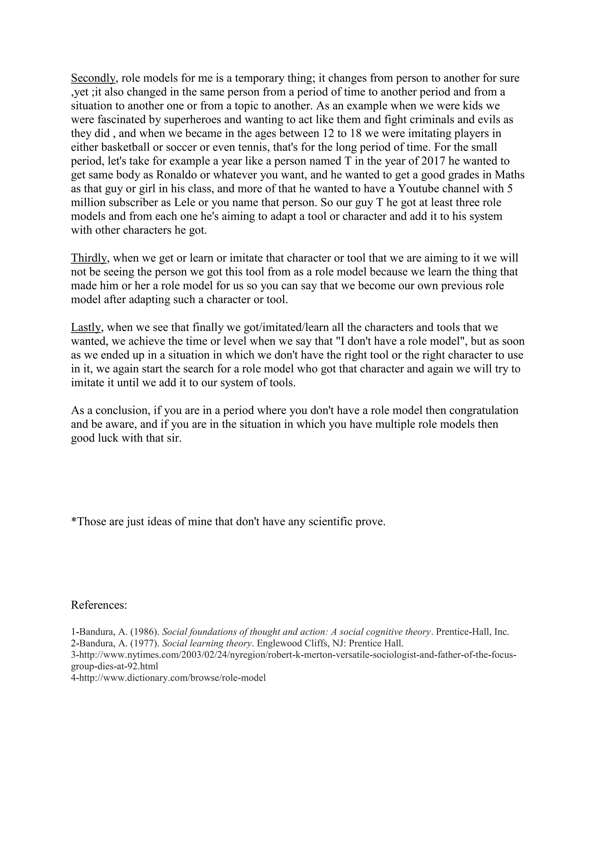 The role model -another point of view based on A.Bandura's theory- | PDF