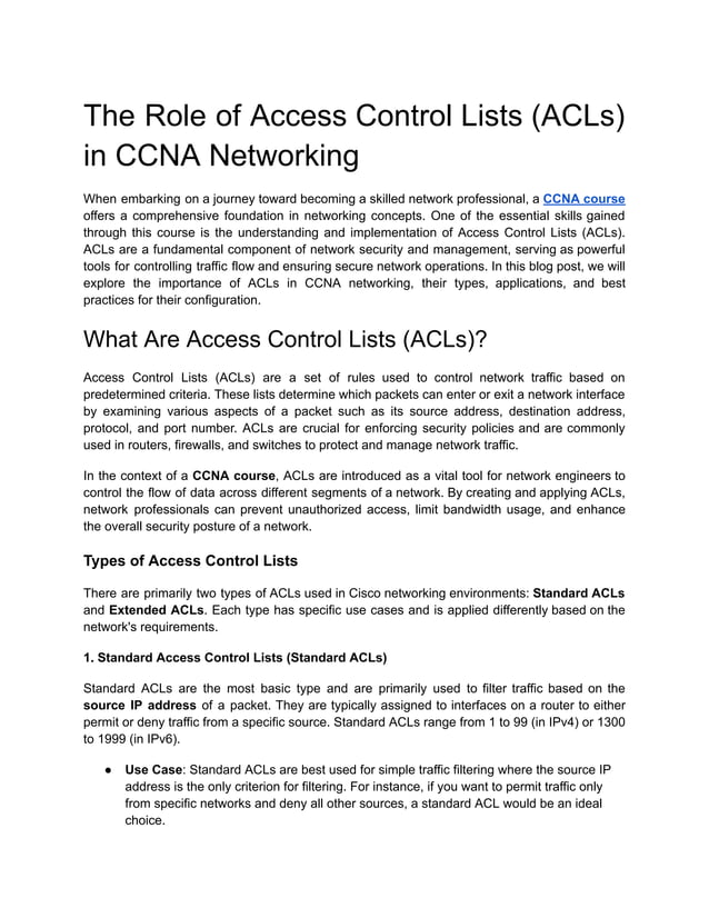 The Role of Access Control Lists (ACLs) in CCNA Networking.pdf