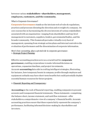The Role of Accounting in Corporate Governance | Academy Tax4wealth | PDF