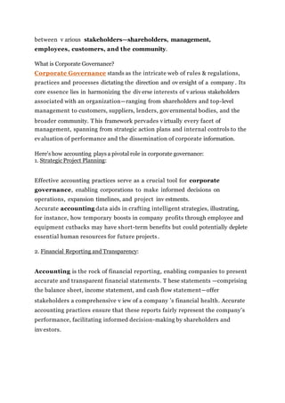 The Role of Accounting in Corporate Governance | Academy Tax4wealth | PDF