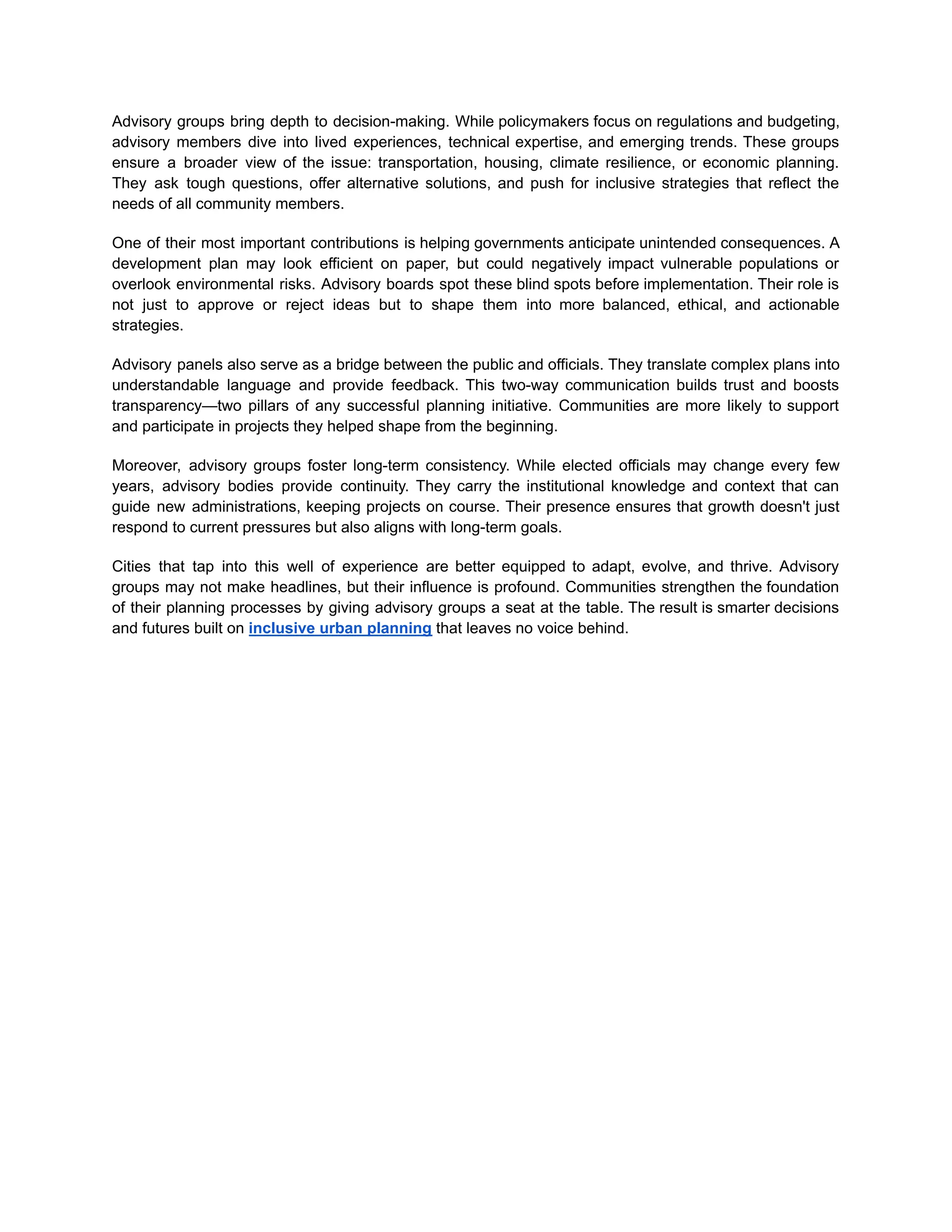 The Role of Advisory Groups in Smarter Growth | PDF