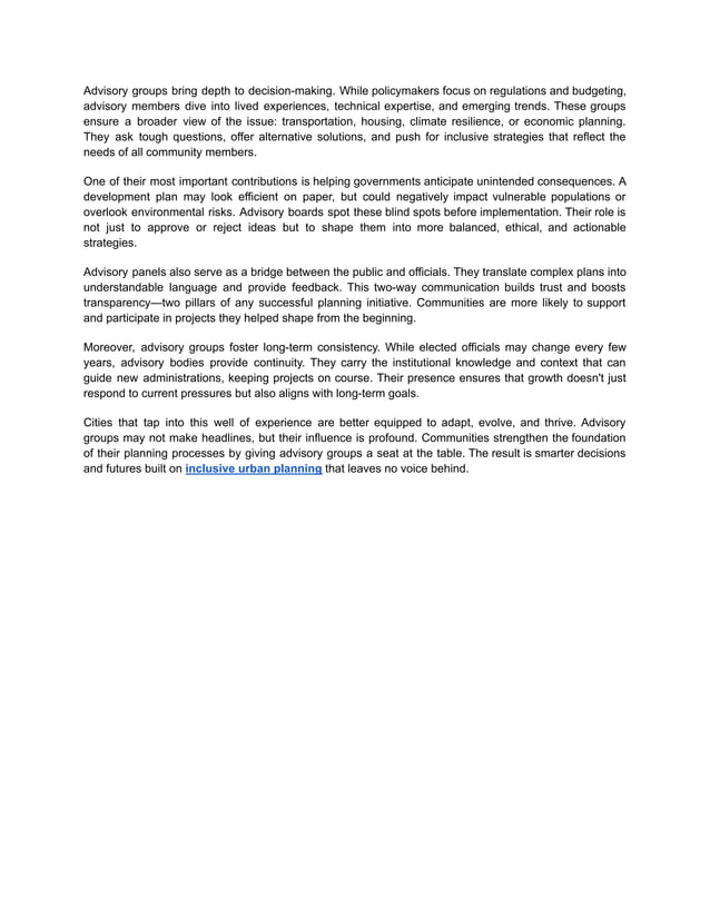 The Role of Advisory Groups in Smarter Growth | PDF