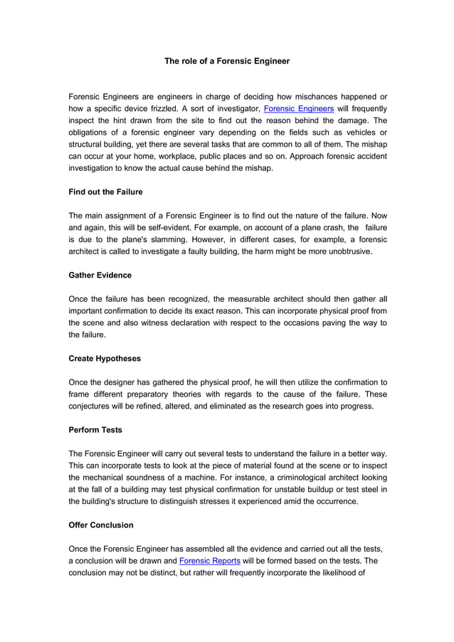 The role of a forensic engineer | PDF