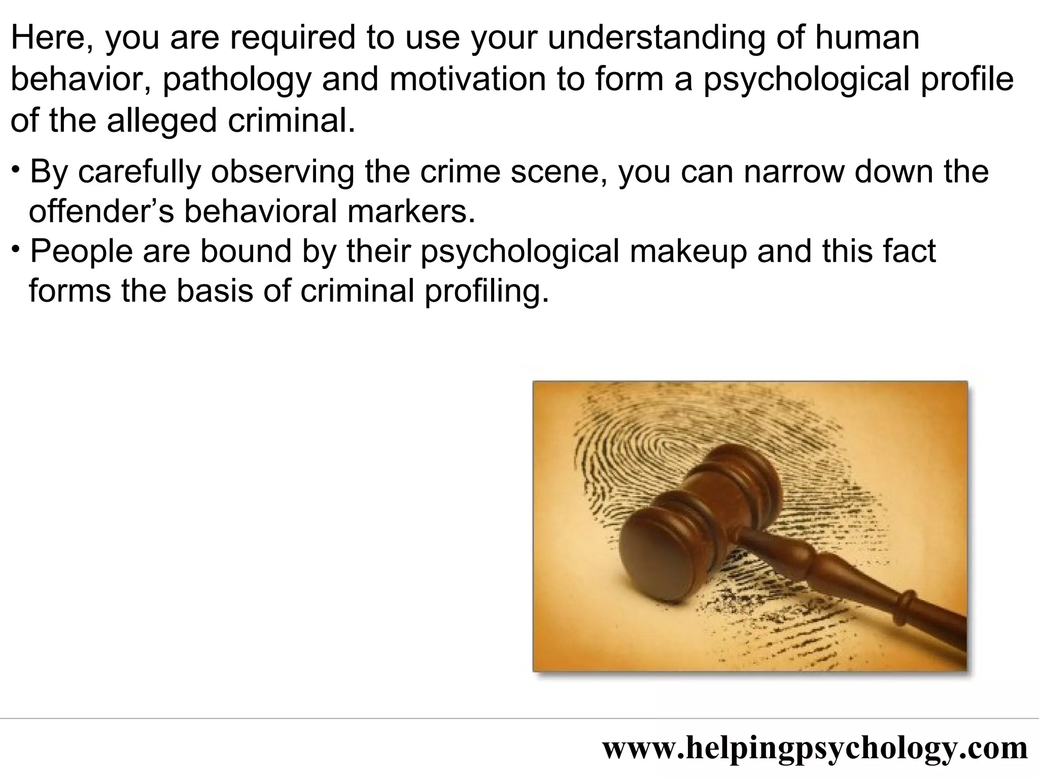 The Role of a Forensic Psychologist at a Crime Scene | PPT
