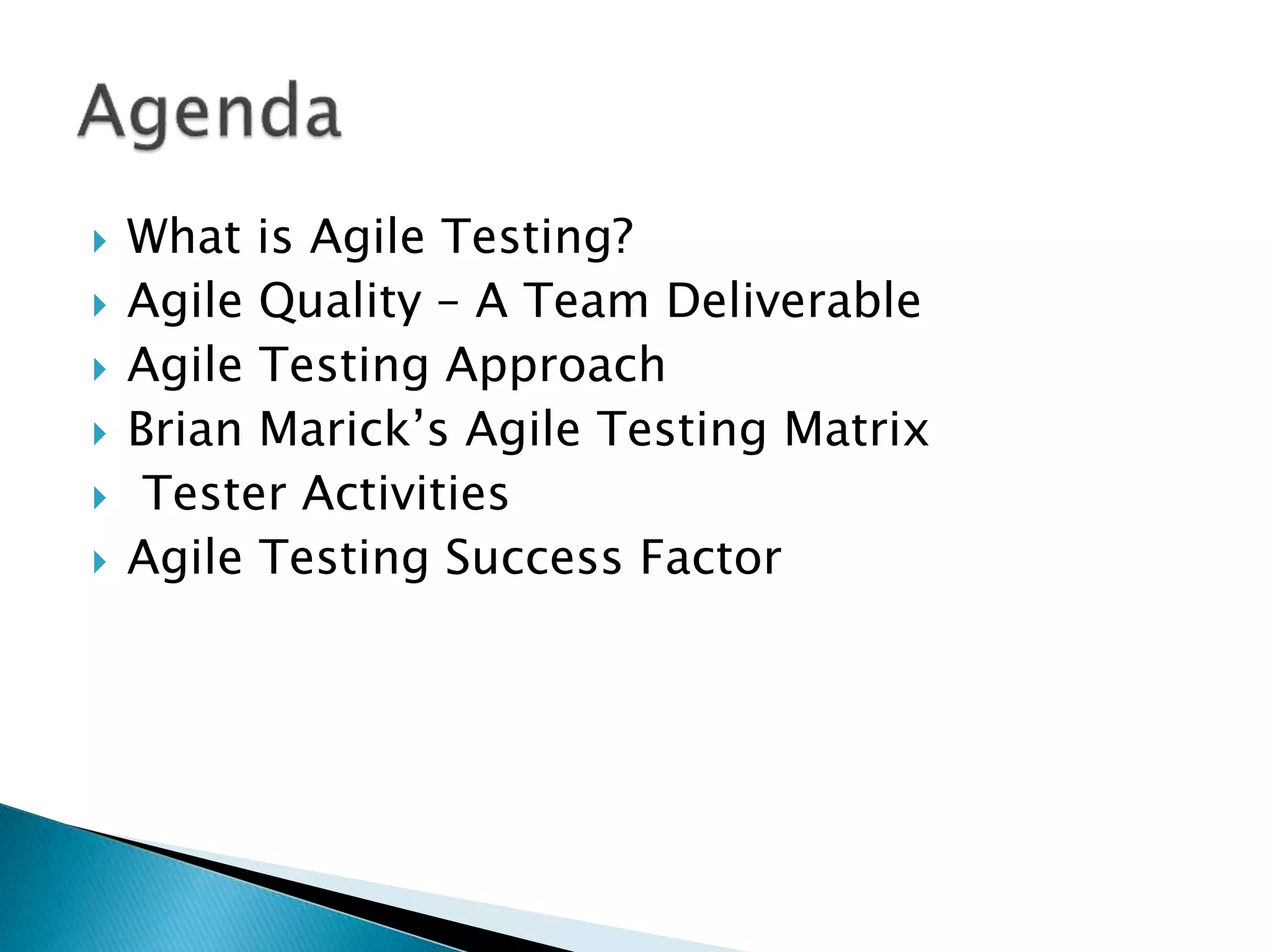 The role of agile tester | PPTX | Technology & Computing