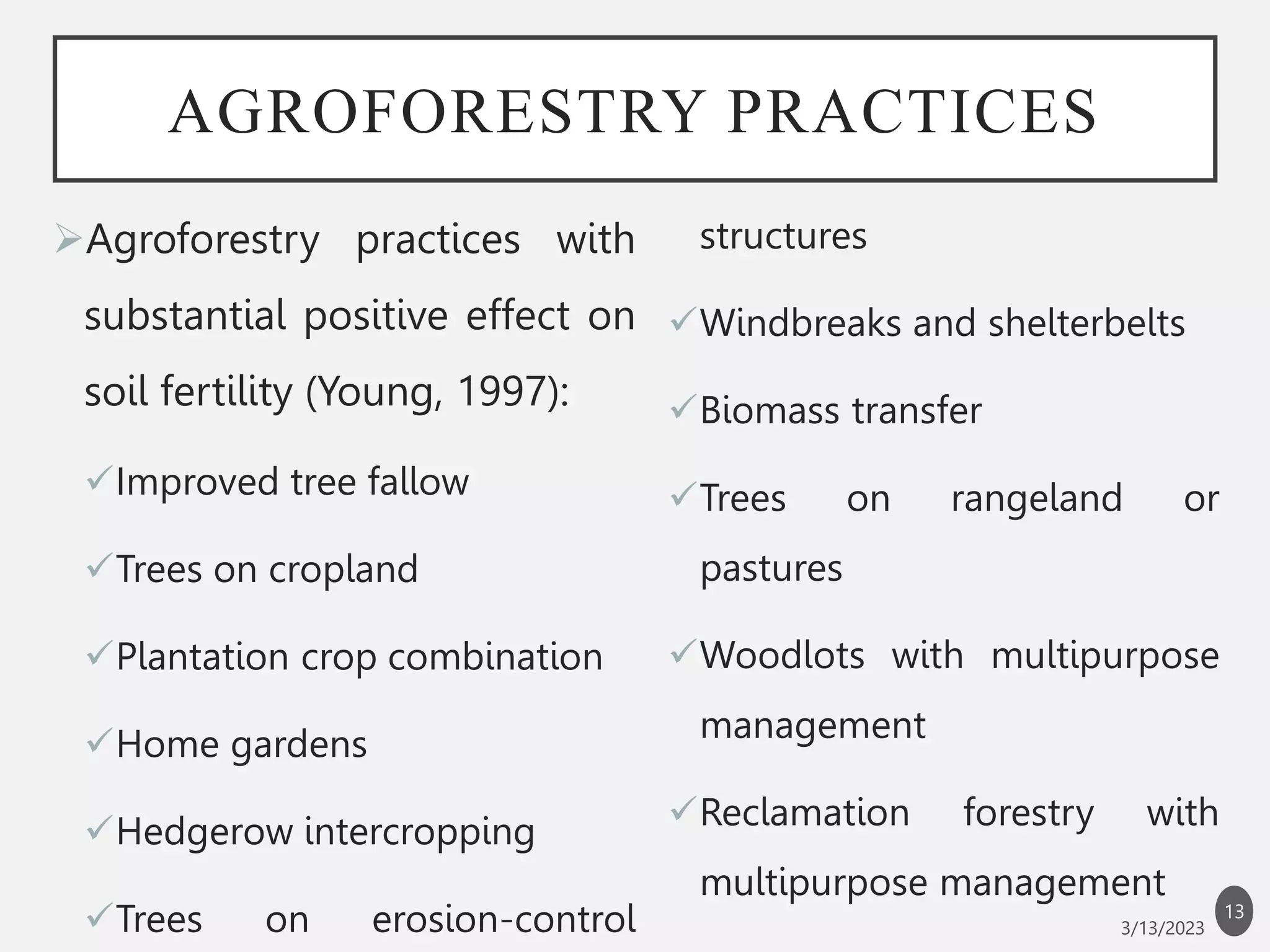 The role of Agroforestry in conserving soil and soil moisture in ...