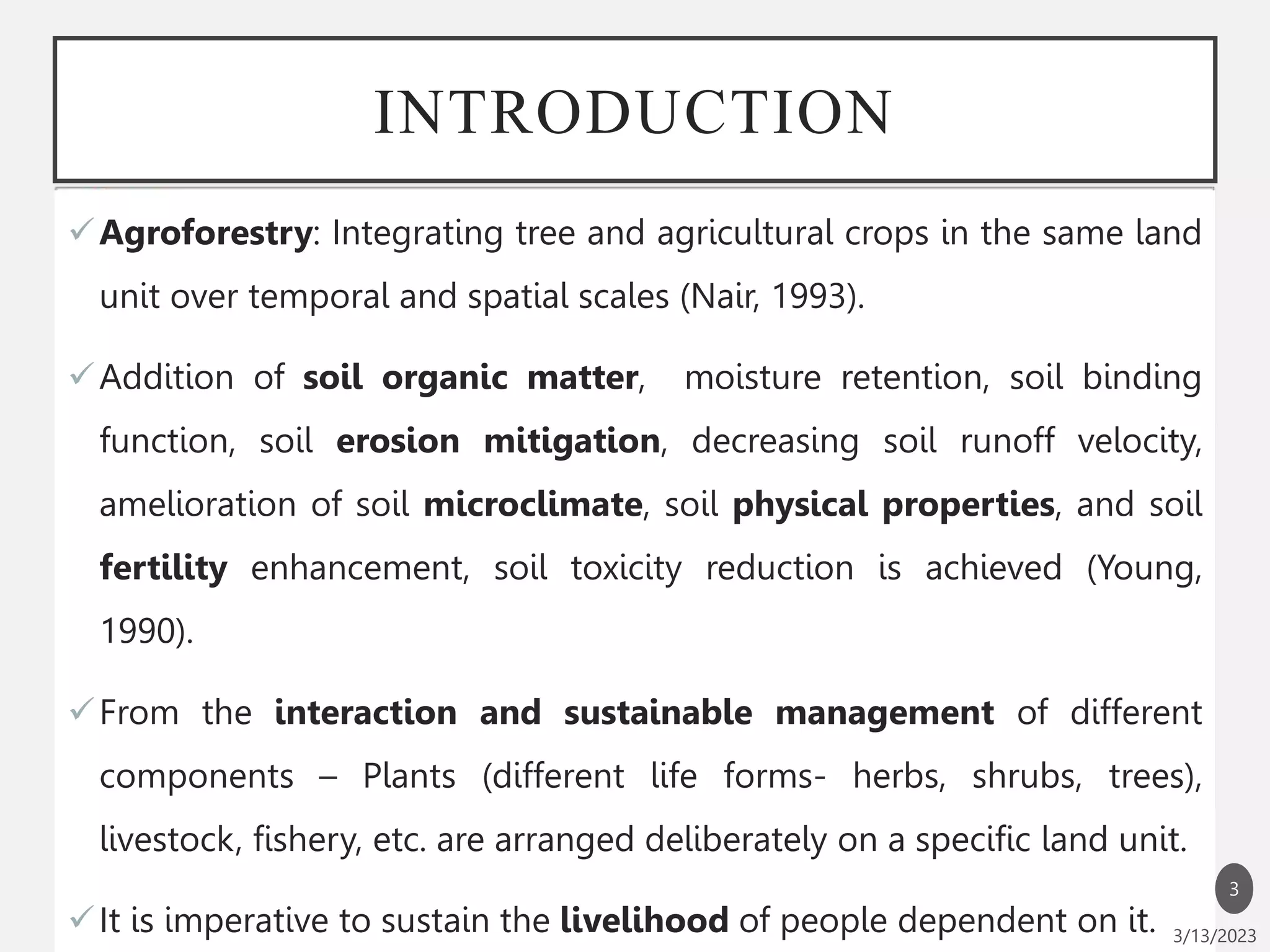 The role of Agroforestry in conserving soil and soil moisture in ...