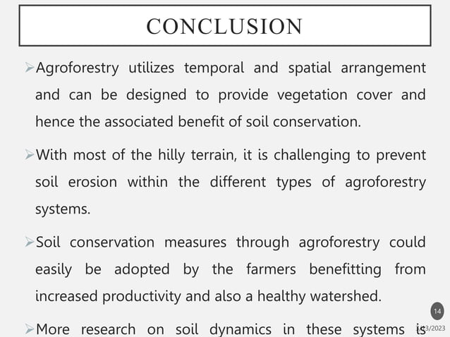 The role of Agroforestry in conserving soil and soil moisture in ...