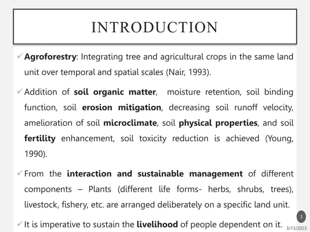 The role of Agroforestry in conserving soil and soil moisture in ...