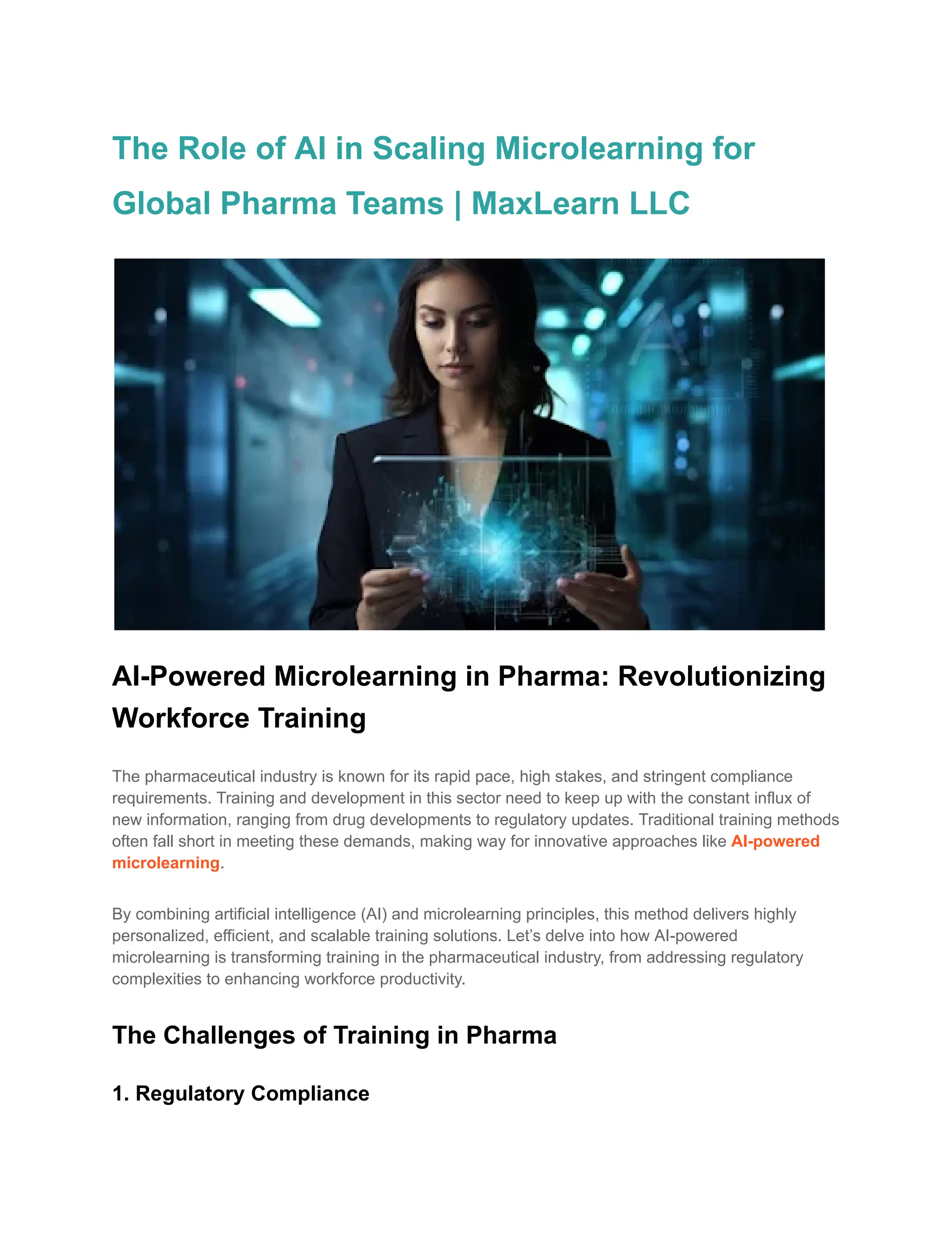 The Role of AI in Scaling Microlearning for Global Pharma Teams _ MaxLearn LLC.pdf