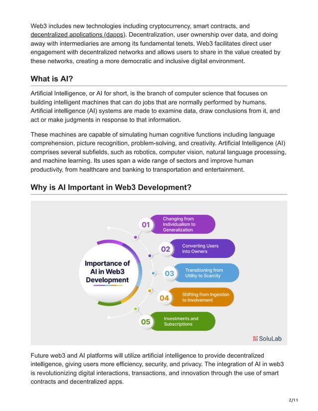 The Role of AI in Web3 Development - SoluLab | PDF
