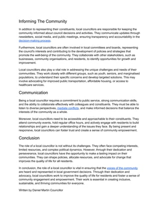 The Role of a Local Councillor | PDF