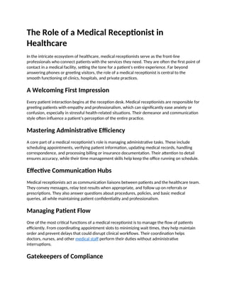 The Role of a Medical Receptionist in Healthcare.docx