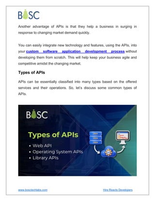 The Role of APIs in Custom Software Development for 2024 | PDF