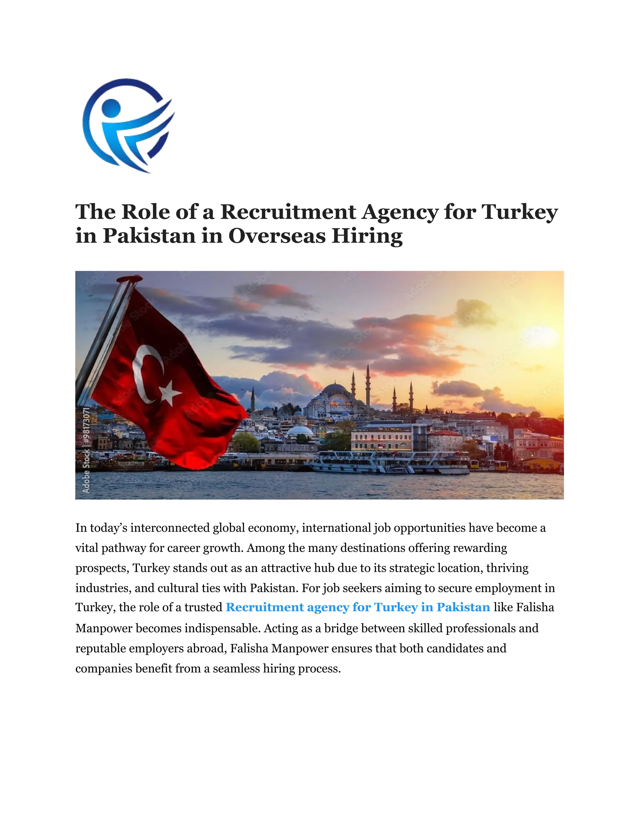 The Role of a Recruitment Agency for Turkey in Pakistan in Overseas ...