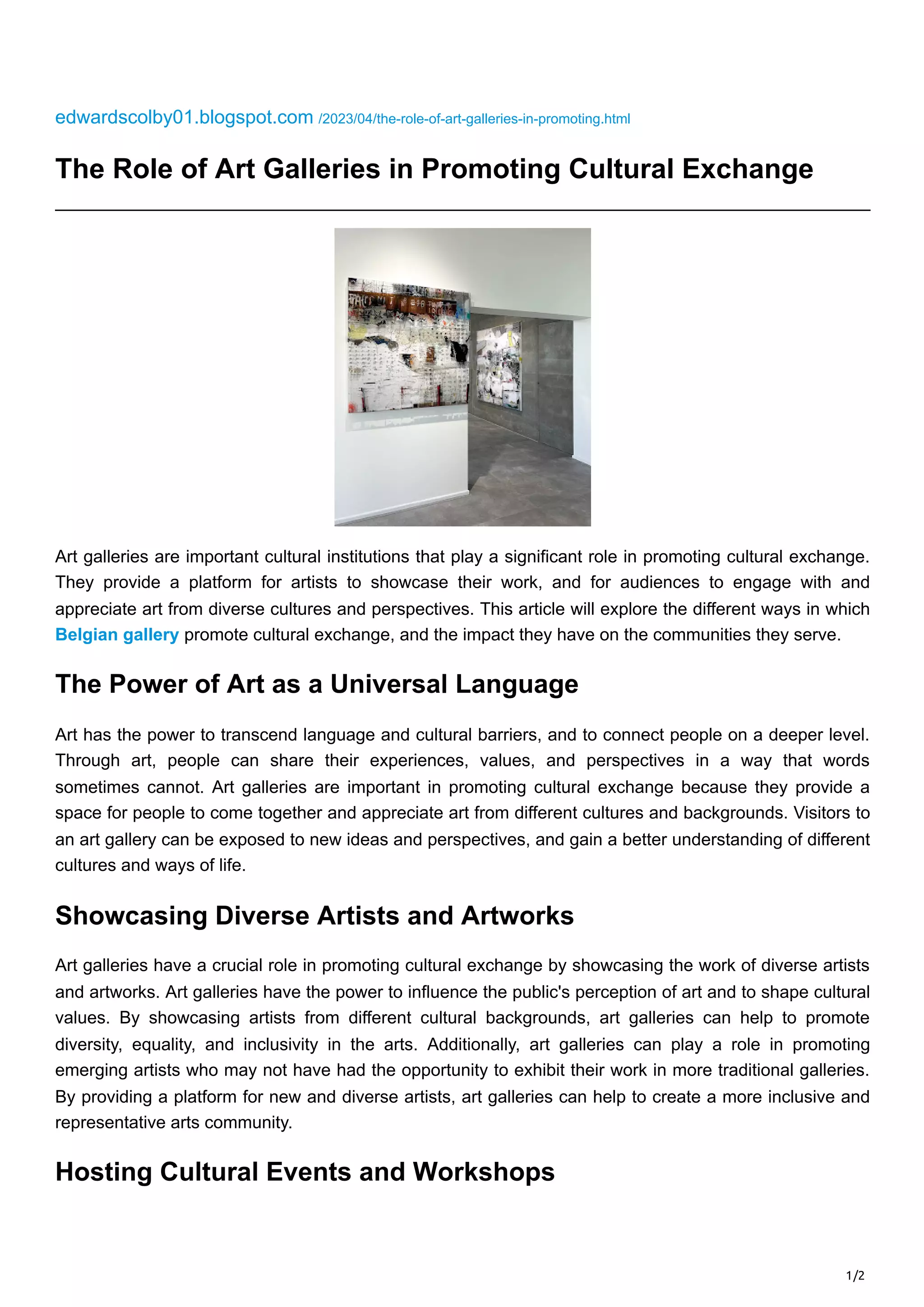 The Role of Art Galleries in Promoting Cultural Exchange | PDF