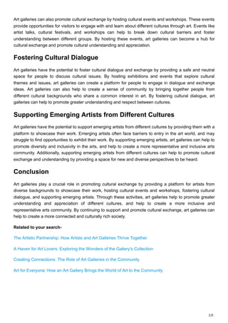 The Role of Art Galleries in Promoting Cultural Exchange | PDF ...