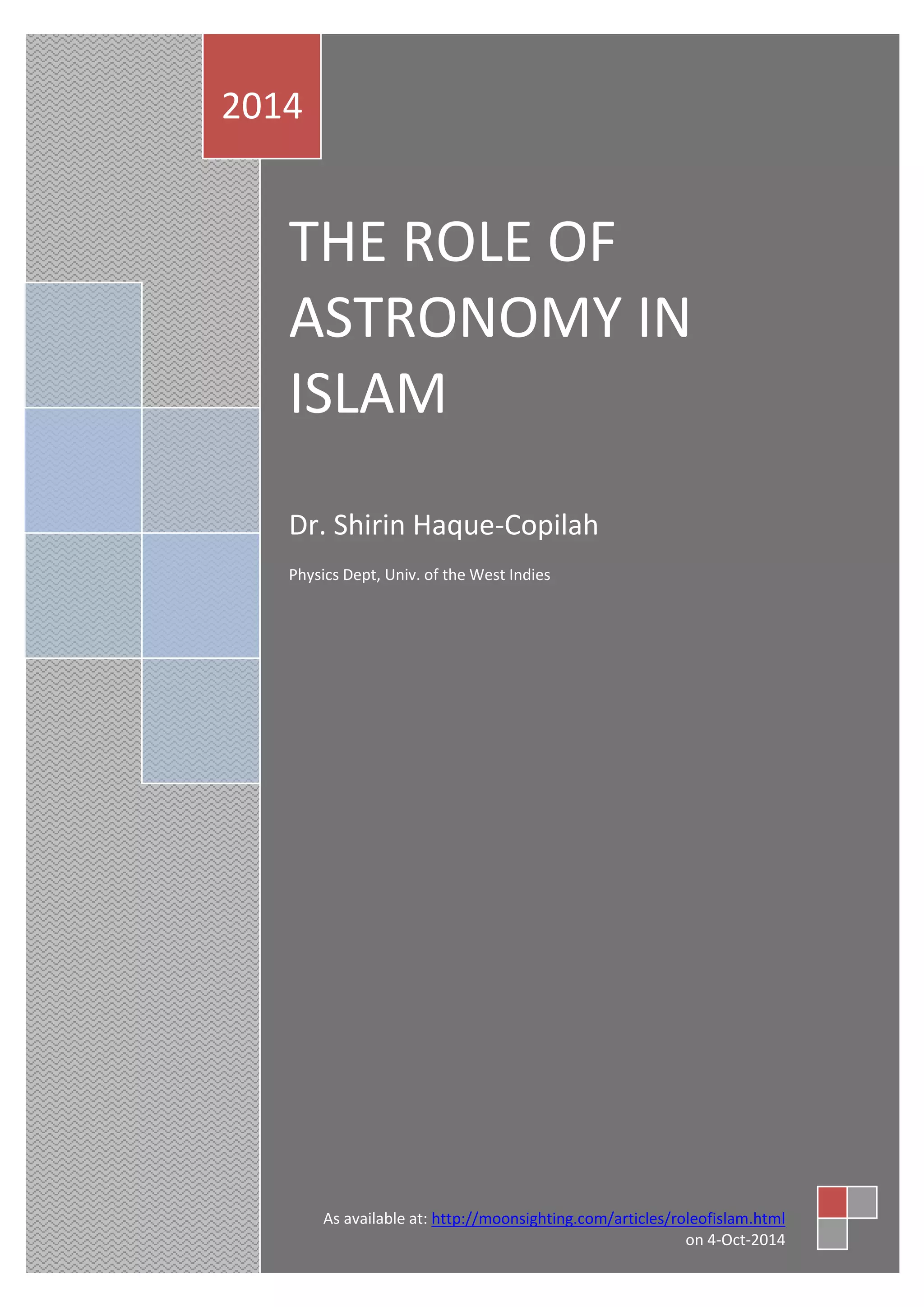 The role of astronomy in islam | PDF