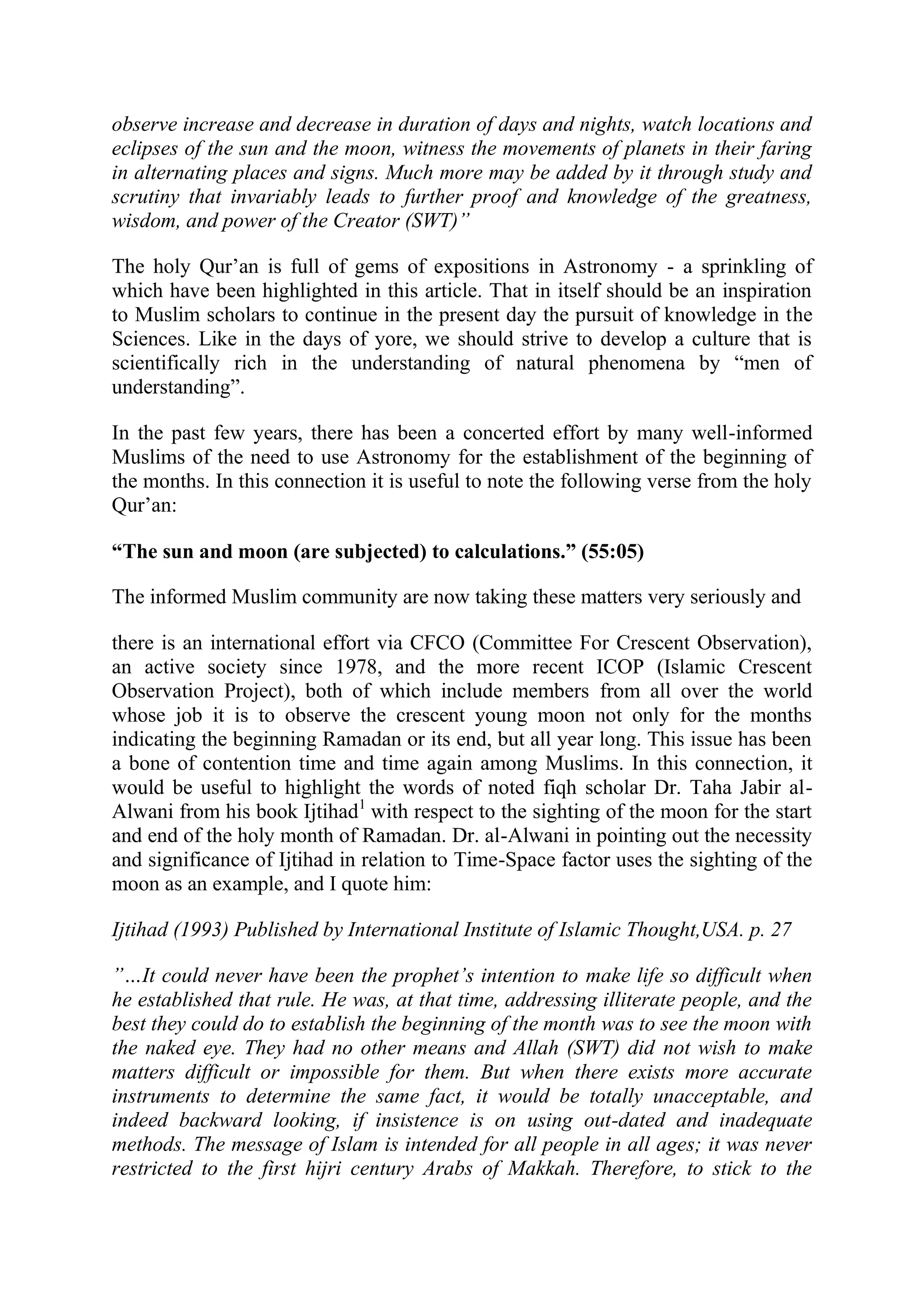 The role of astronomy in islam | PDF