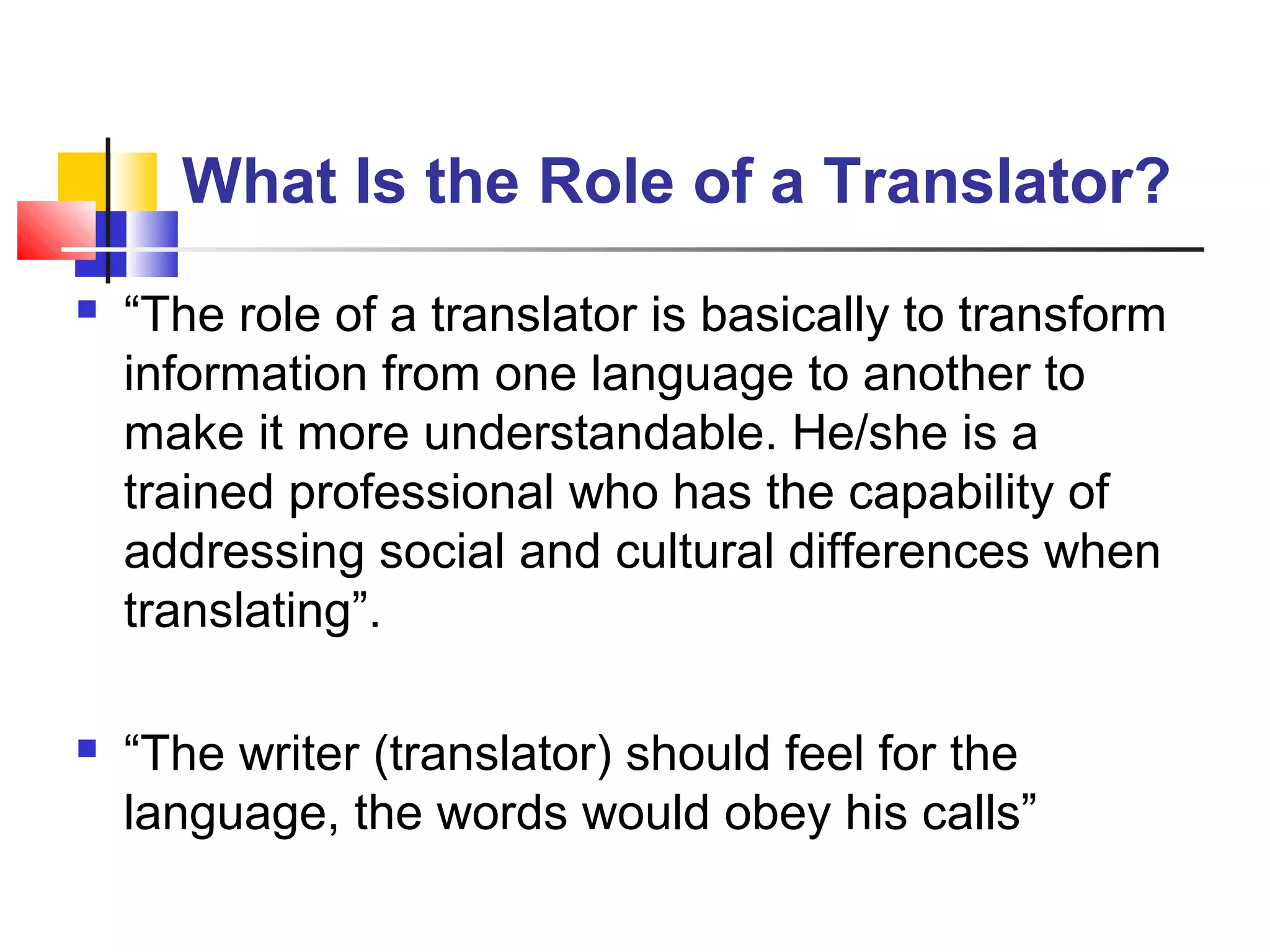 The role of a translator junaid shahid | PPT