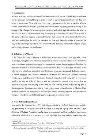 THE ROLE OF A WITNESS IN THE JUDICIAL PROCEEDING - AN OVERVIEW UNDER ...