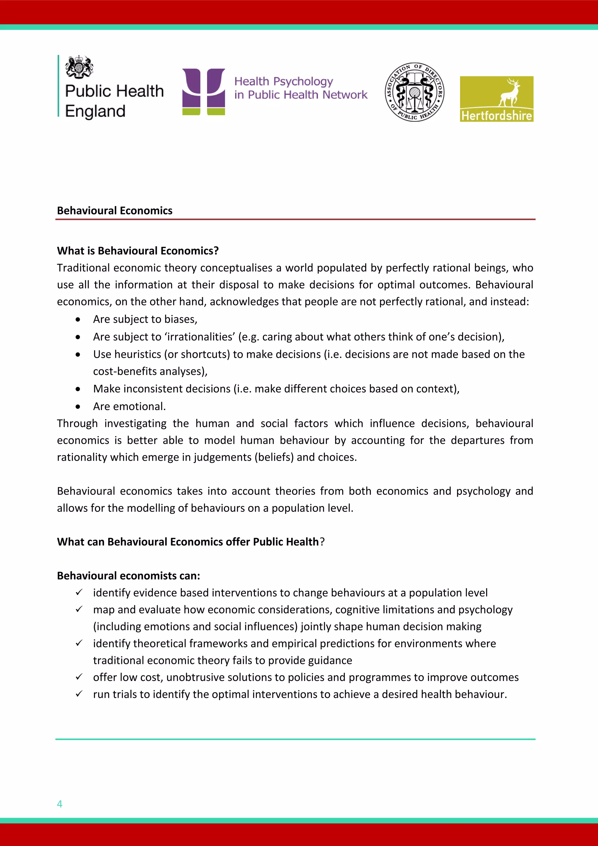 The role of behavioural science in public health final | PDF