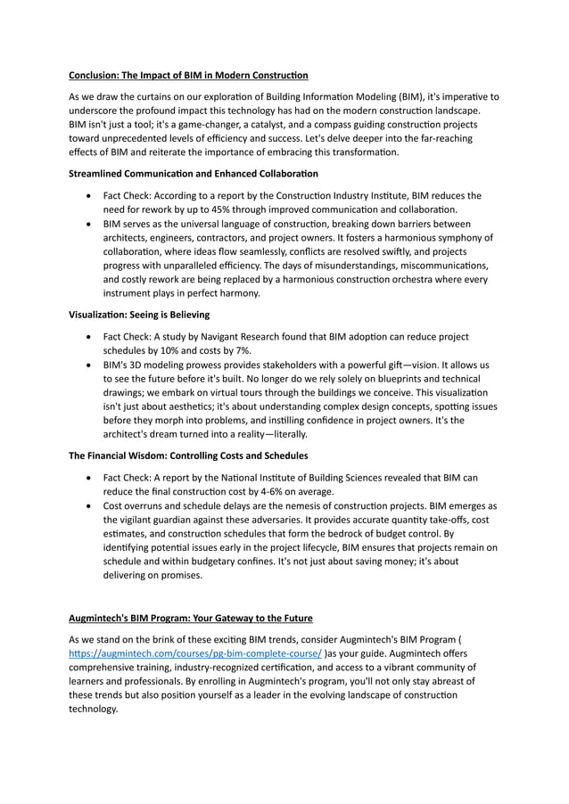 The Role of BIM in Modern Construction Projects | DOCX