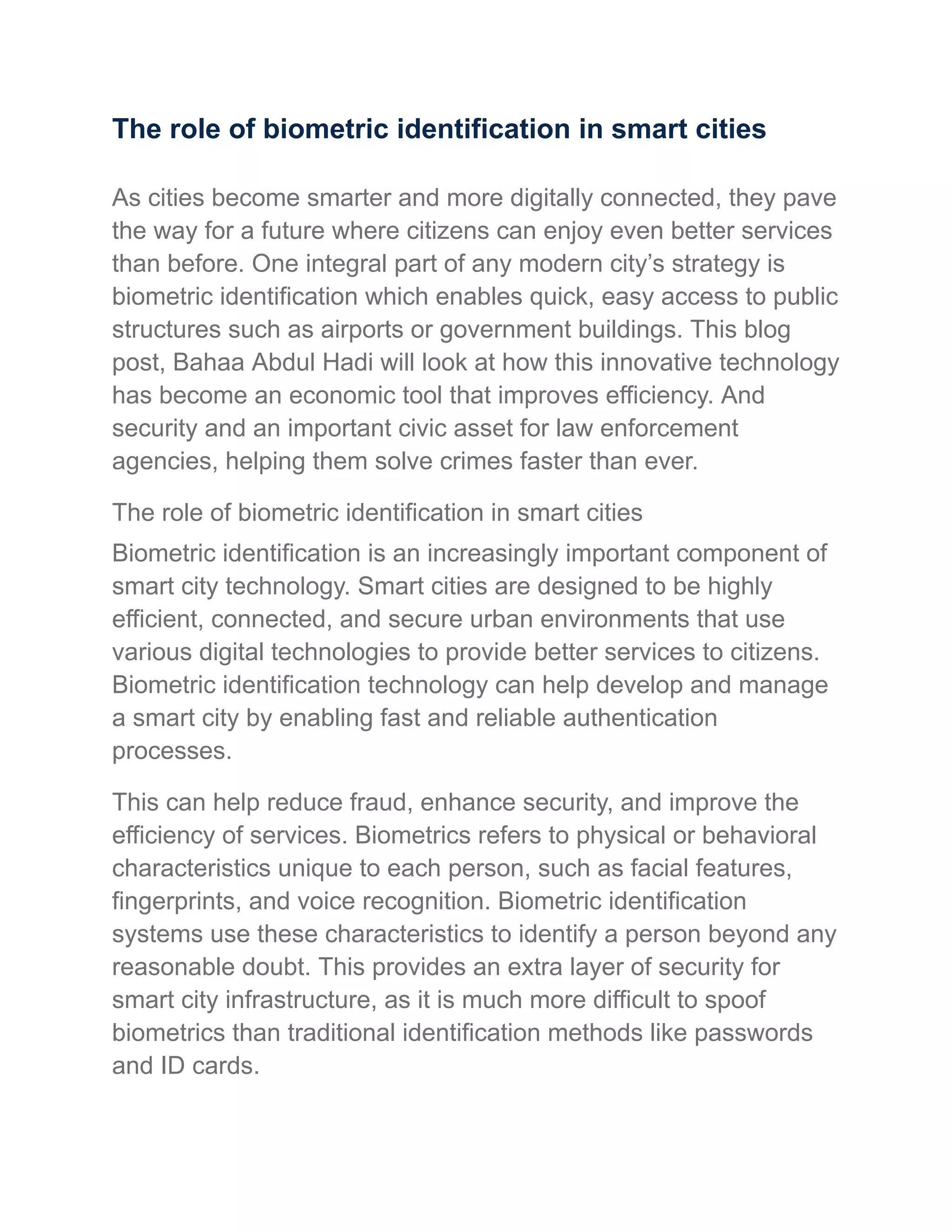 The role of biometric identification in smart cities.pdf