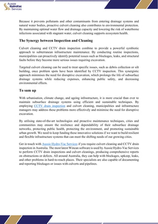The Role of CCTV Drain Inspection and Culvert Cleaning in Minimising ...