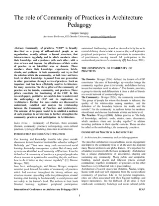 The role of community of practices in architecture pedagogy | DOCX
