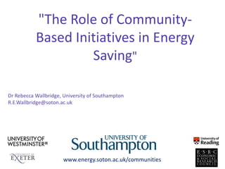 The Role of Community-Based Initiatives in Energy Saving by Rebecca ...