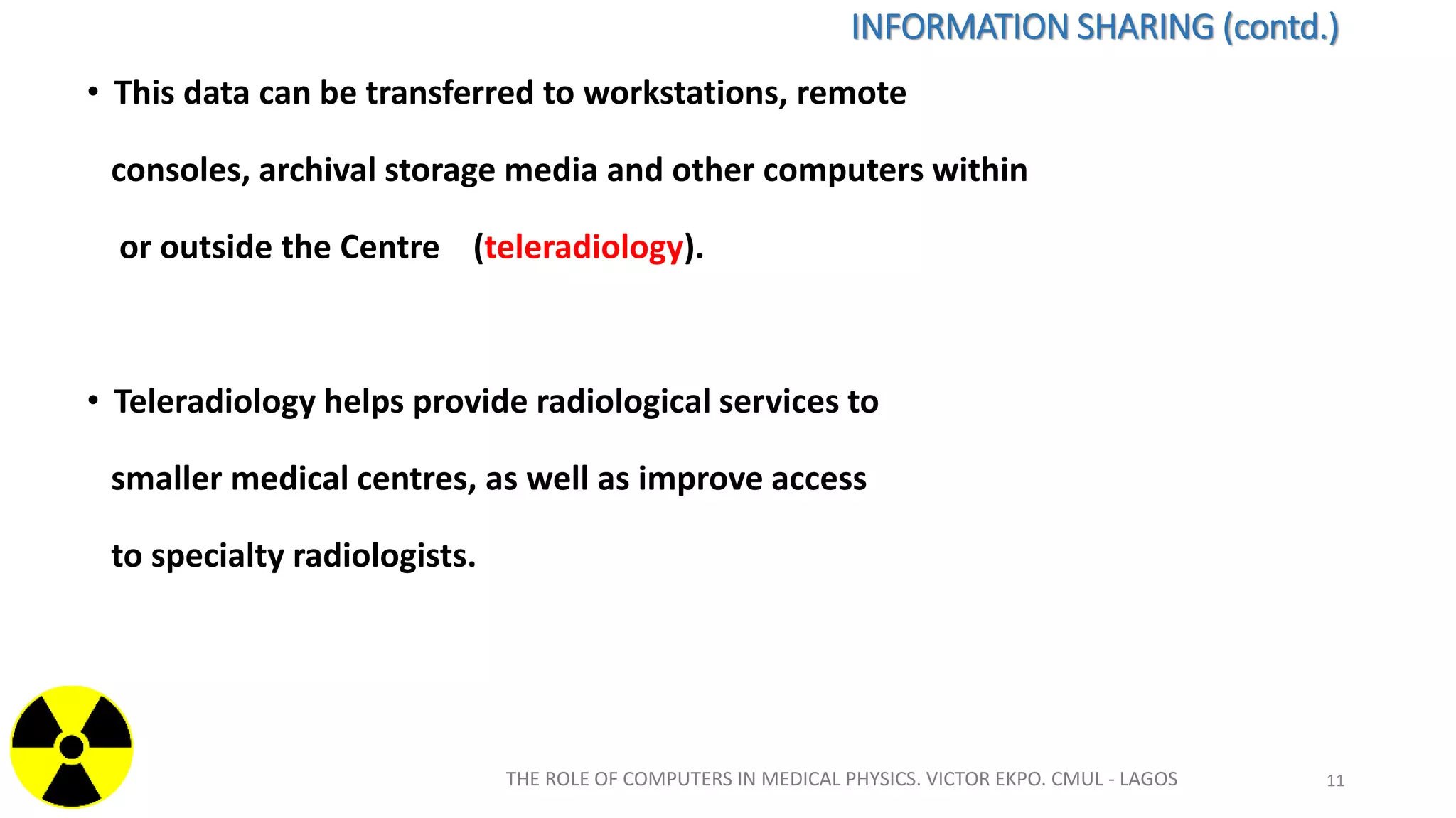 The Role of Computers in Medical Physics | PPTX