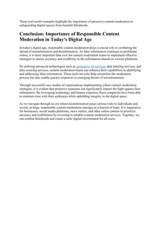 The Role of Content Moderation in Combating Misinformation and Disinformation | DOCX
