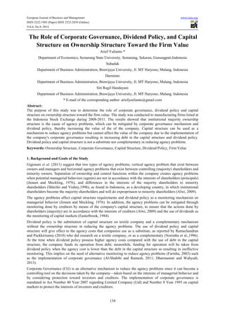 The role of corporate governance, dividend policy, and capital | PDF